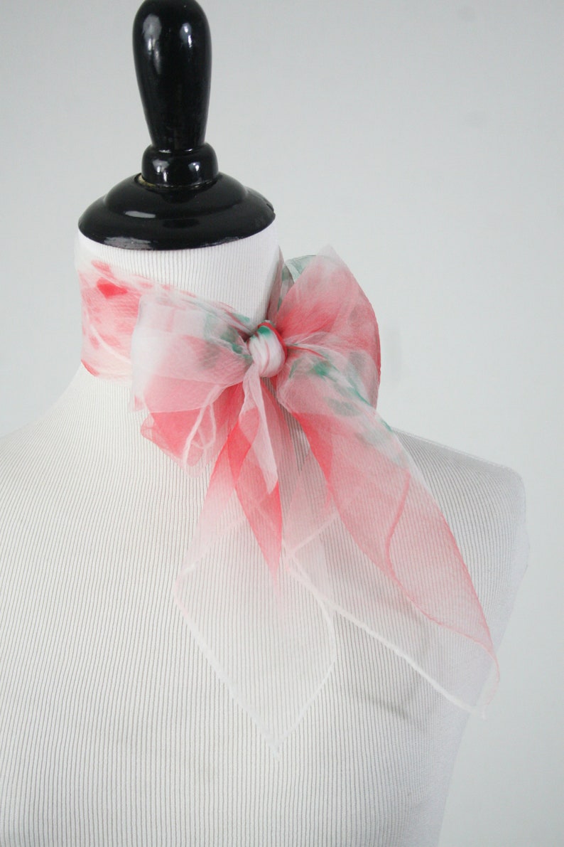 Vintage Scarf Lot Printed Sheer Nylon Chiffon Square Scarves - Etsy