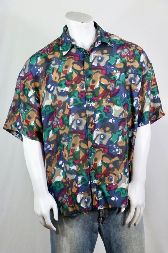 Vintage Shirt Silk Button Down Protest Shirt XL - Gem