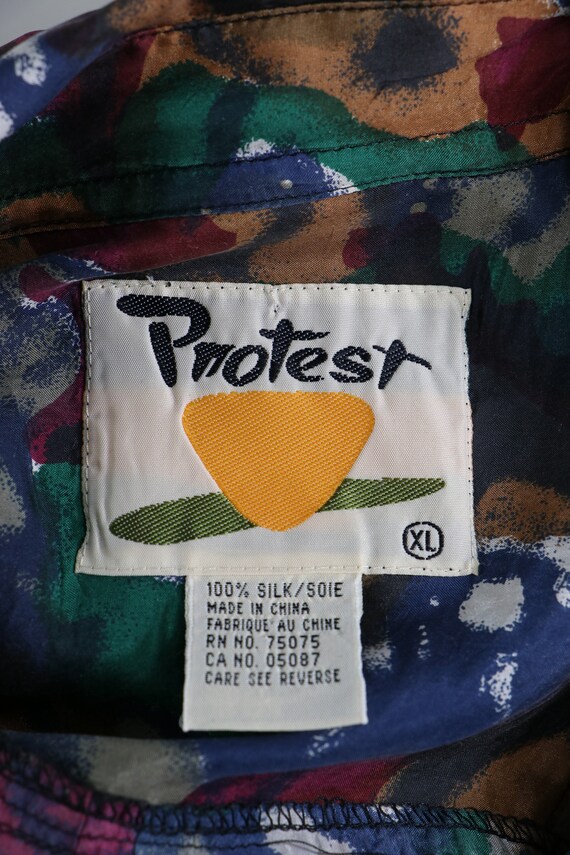 Vintage Shirt Silk Button Down Protest Shirt XL - Gem