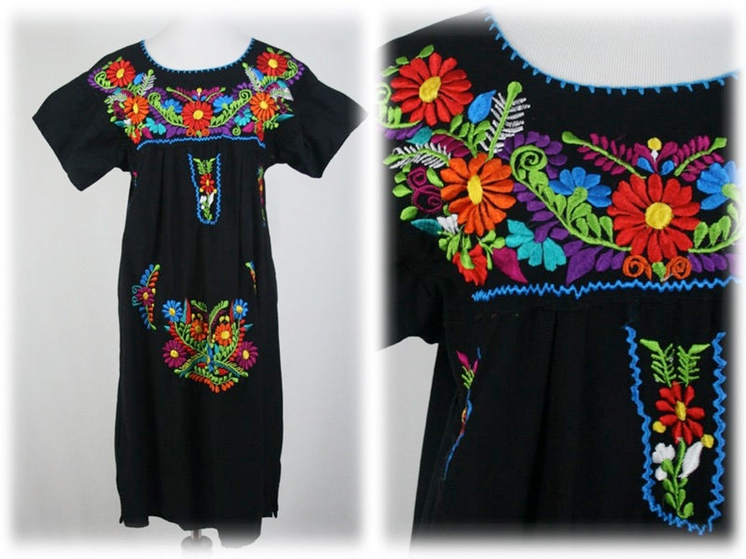 Mexican Dress Embroidered Mu Mu Dress - Etsy