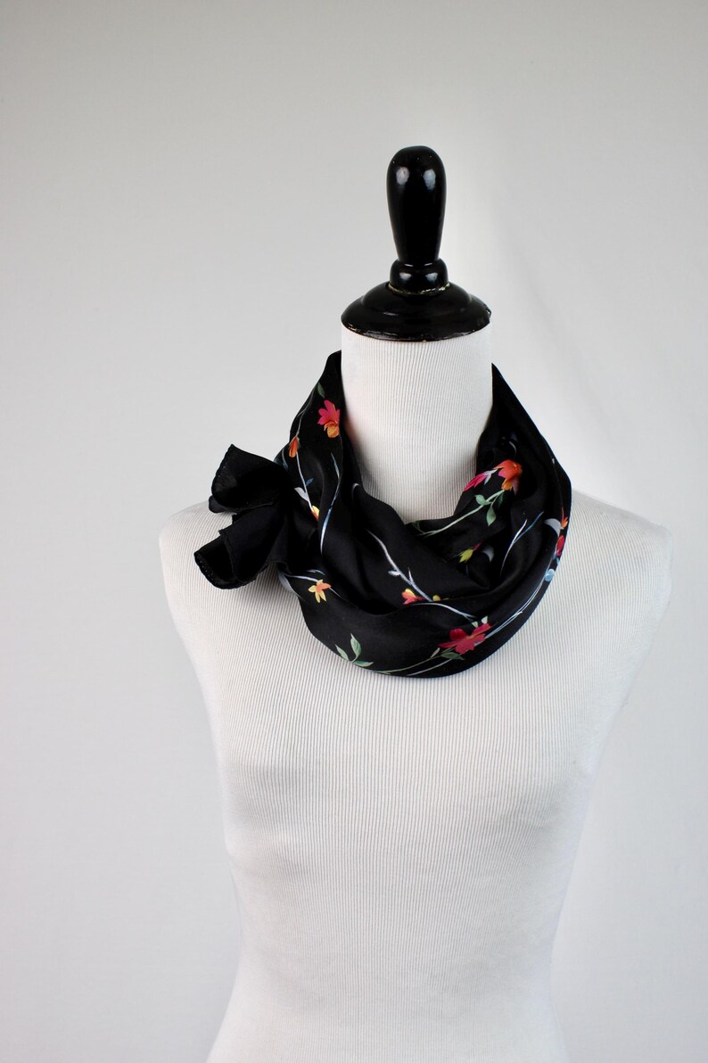 Vintage Scarf Silk Floral Oblong Scarf - Etsy