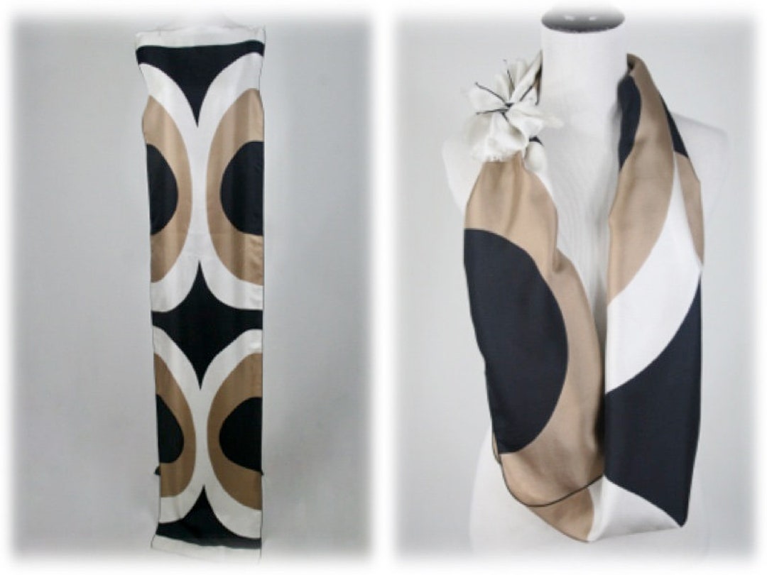 Vintage Scarf Silk Long Oblong Scarf - Etsy