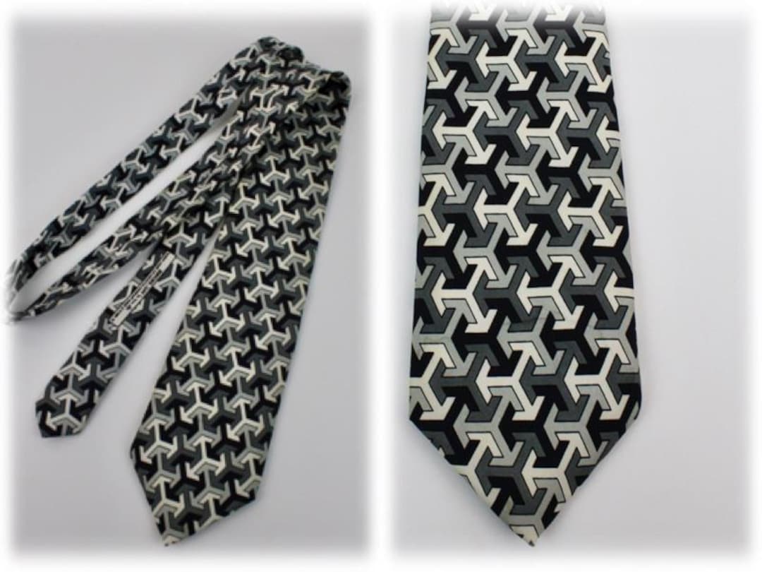 Vintage Necktie Silk MC Escher Arrows Tie - Etsy