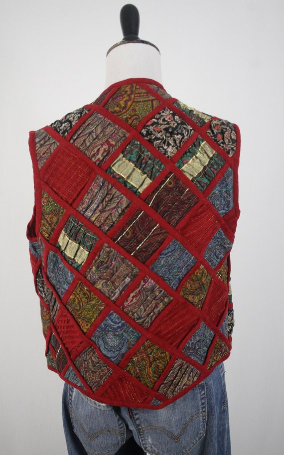 Vintage Vest Quilted Patchwork Handmade Vest - Gem