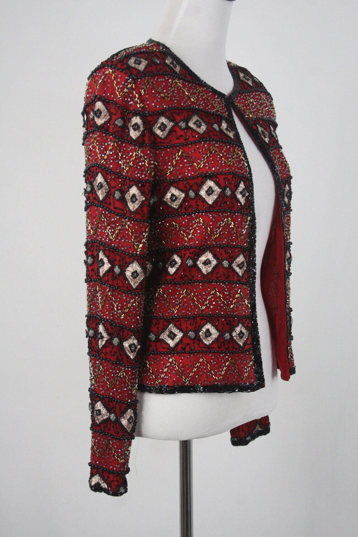 Vintage Jacket Beaded Silk Papell Boutique Evening Jacket Small - Etsy
