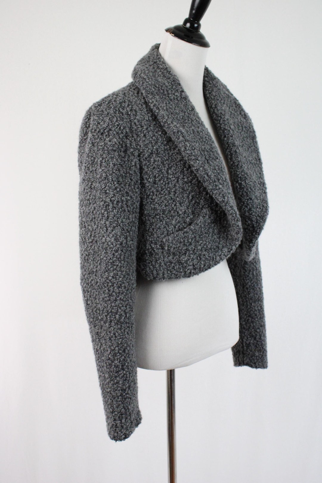 Vintage 1950s Bolero Jacket Gray Wool Boucle Cropped Jacket - Etsy