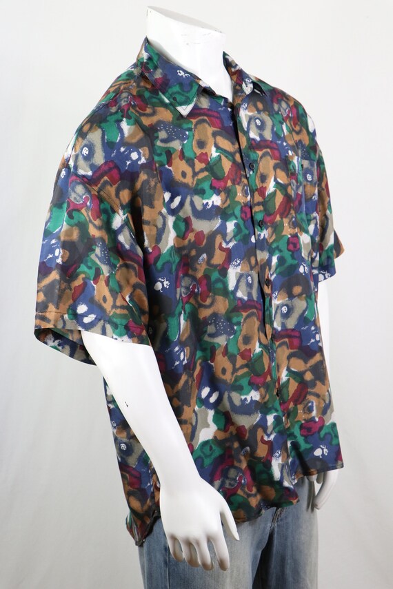 Vintage Shirt Silk Button Down Protest Shirt XL - Gem