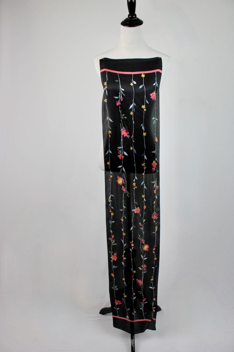 Vintage Scarf Silk Floral Oblong Scarf - Etsy