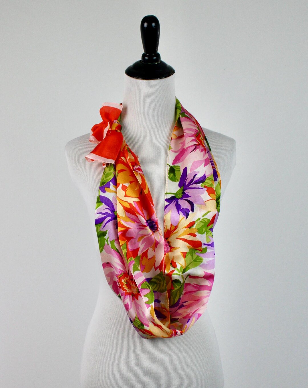 Vintage Scarf Silk Echo Bright Color Flowers Oblong Scarf - Etsy