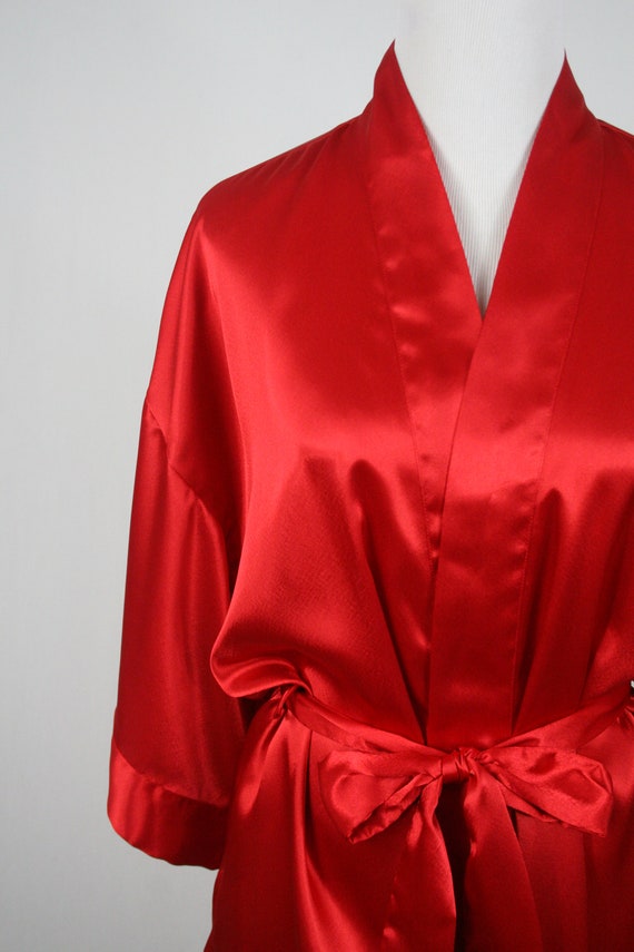 1980s Robe Wrap Style Lingerie Cacique Red Polyester … - Gem