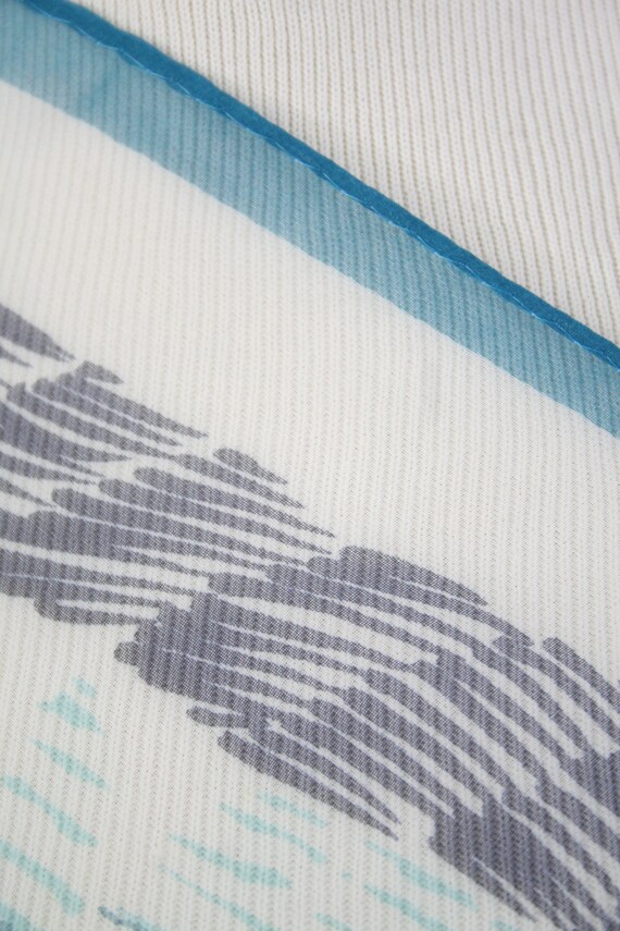 Vintage 1970s Scarf Square Teal Blue Sheer Scarf - Gem