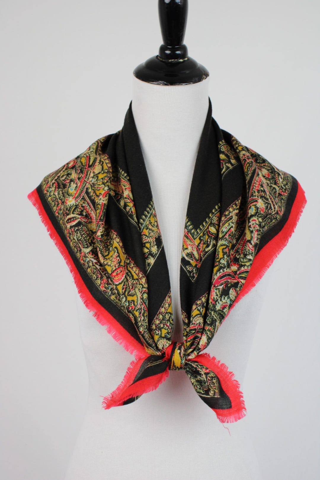 Vintage Scarf Square Border Print Scarf - Etsy