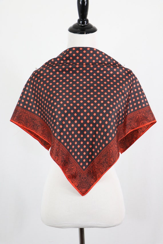 Vintage Scarf Square Border Print Acetate Scarf - Gem
