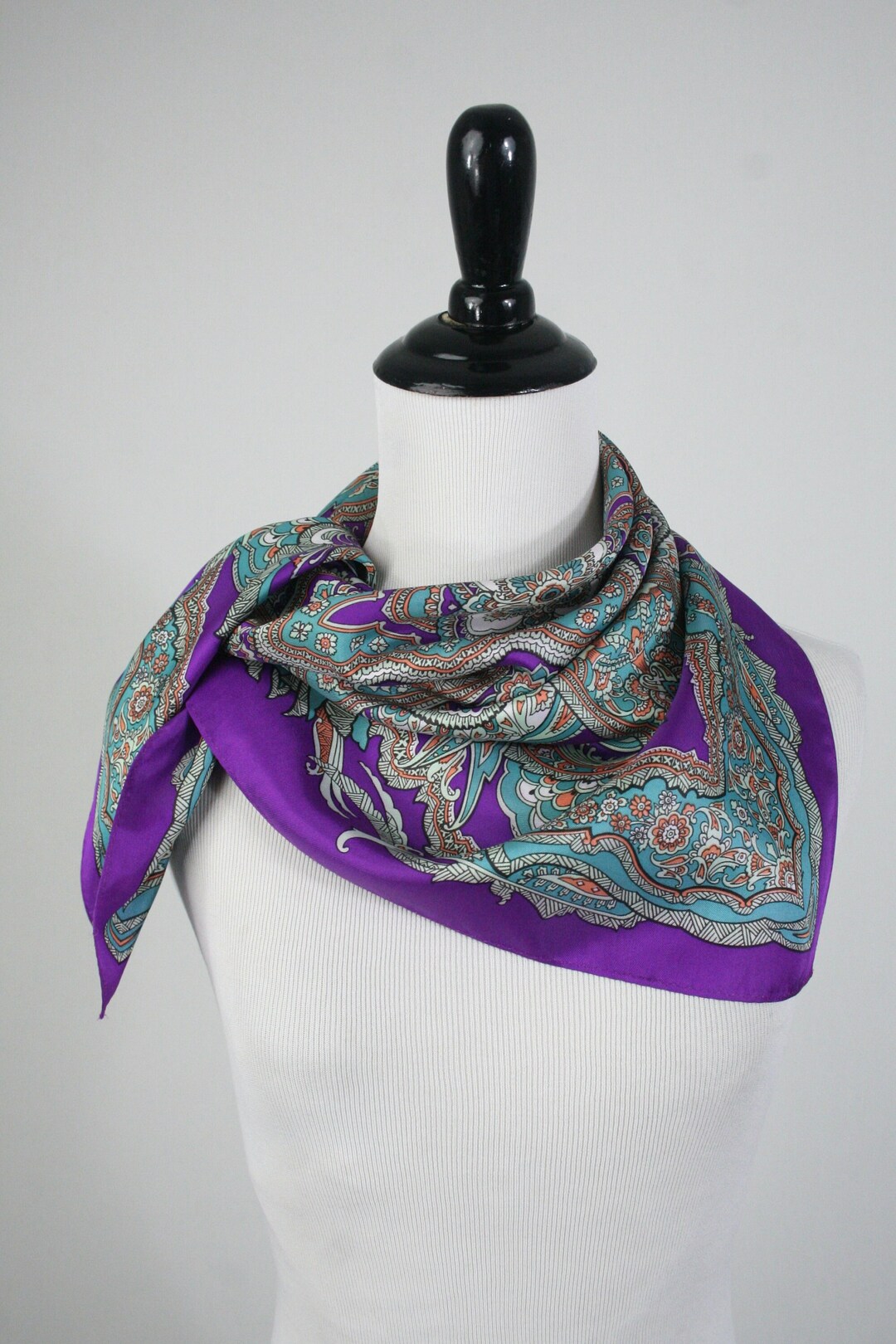 Vintage Scarf Square Mandala Acetate Scarf - Etsy