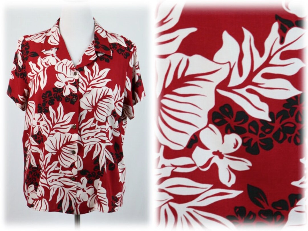 Vintage Hawaiian Blouse Hawaiian Reserve Collection Rayon Top XL - Etsy