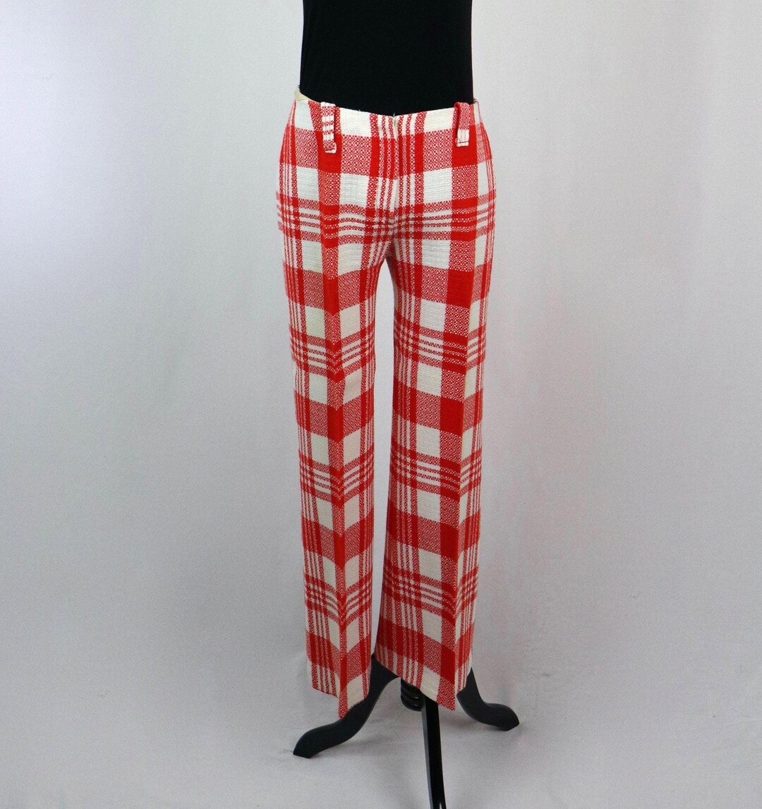 Vintage 1970s Pants Bobbie Brooks Red White Plaid Bell Bottom Slacks - Etsy