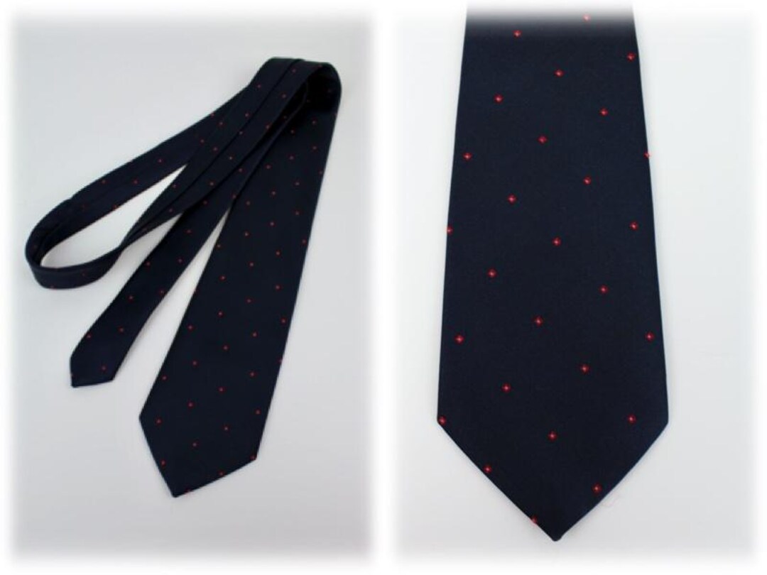 Vintage Necktie Wembley Navy Tiny Red Dot Tie - Etsy