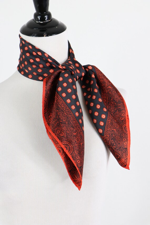 Vintage Scarf Square Border Print Acetate Scarf - Gem