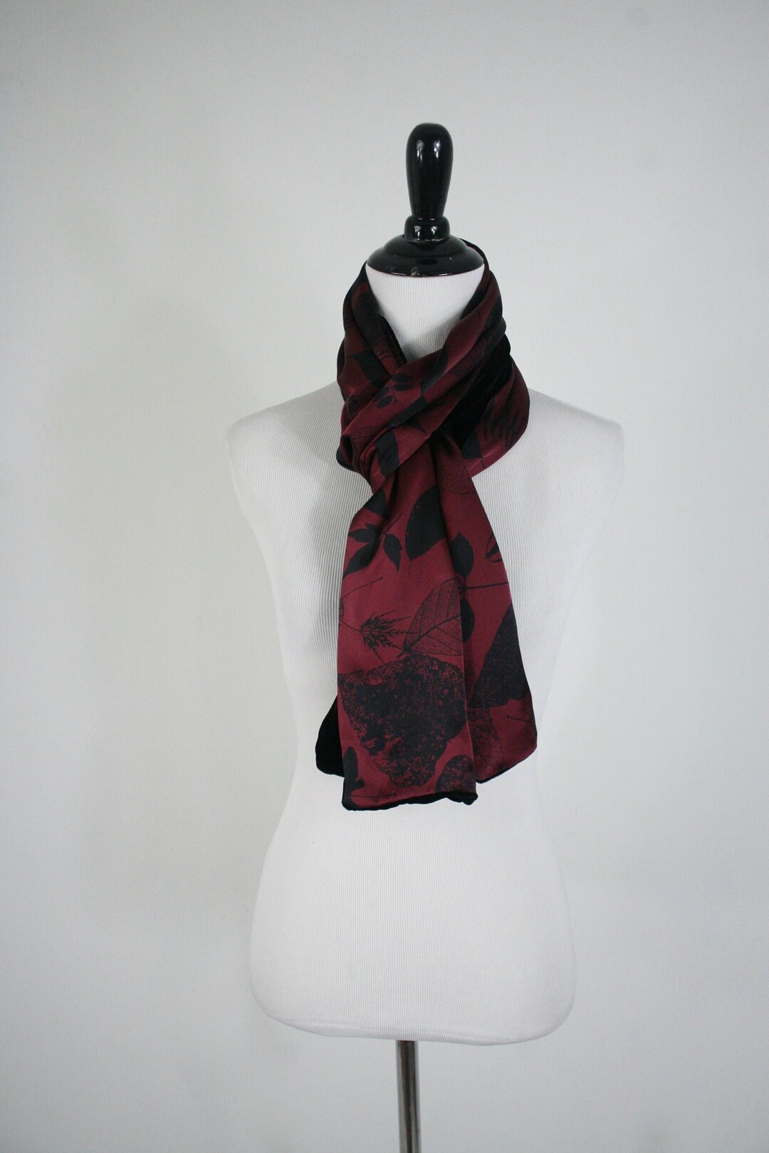 Vintage Scarf Oblong Velvet and Satin Royal Botanic Gardens Kew Scarf ...