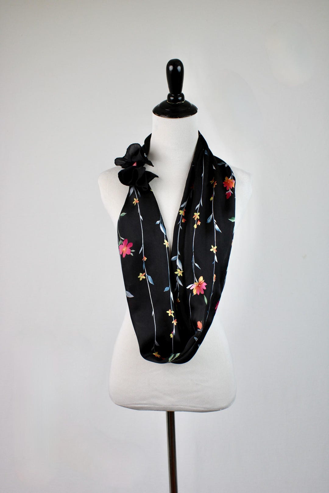 Vintage Scarf Silk Floral Oblong Scarf - Etsy