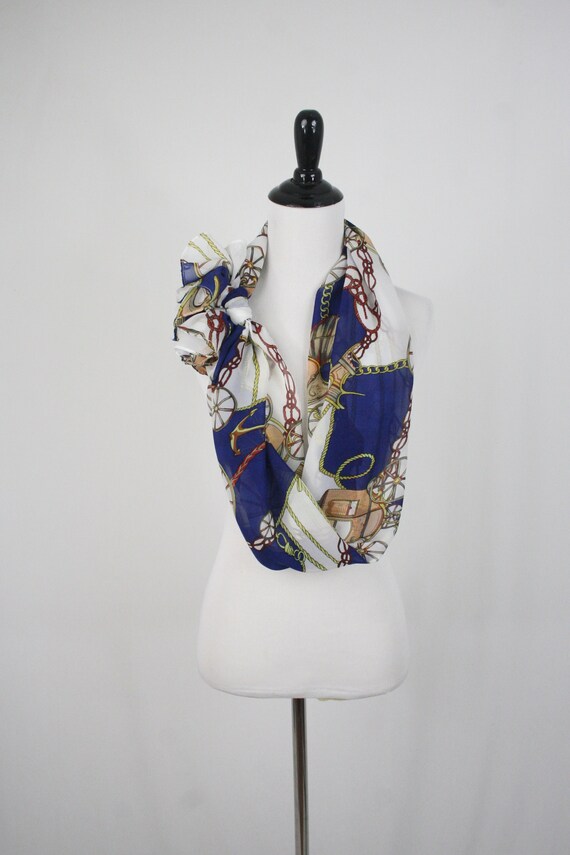 Vintage Scarf Extra Large Carriages Chiffon Scarf | Etsy