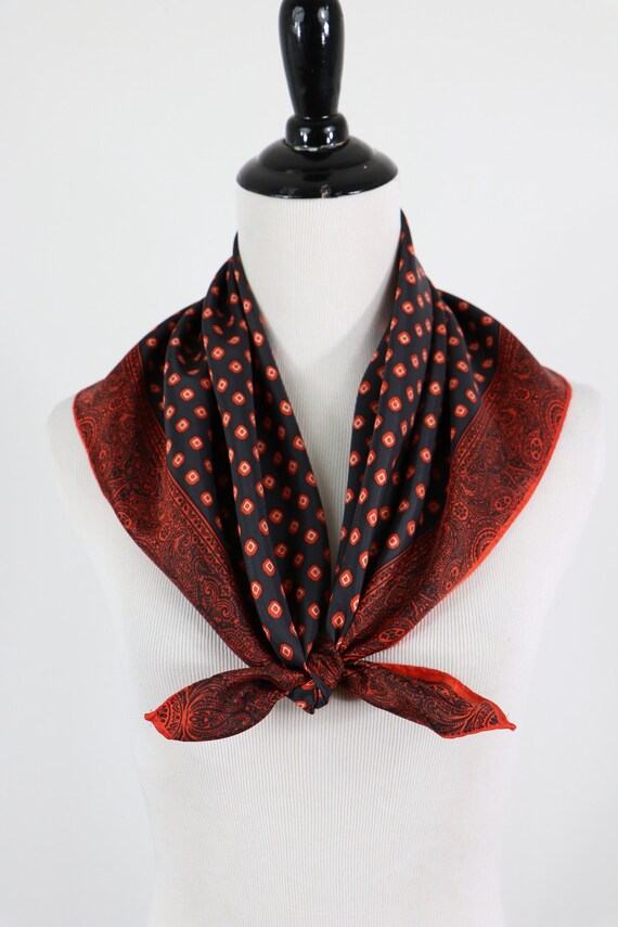 Vintage Scarf Square Border Print Acetate Scarf - Gem