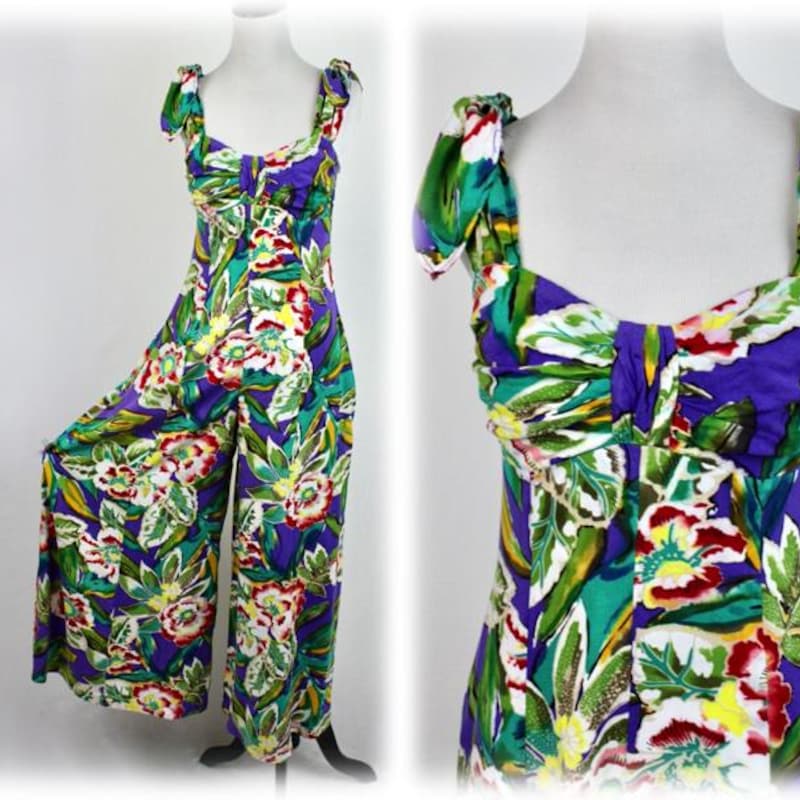 1980s Tropical Jumpsuit - Etsy