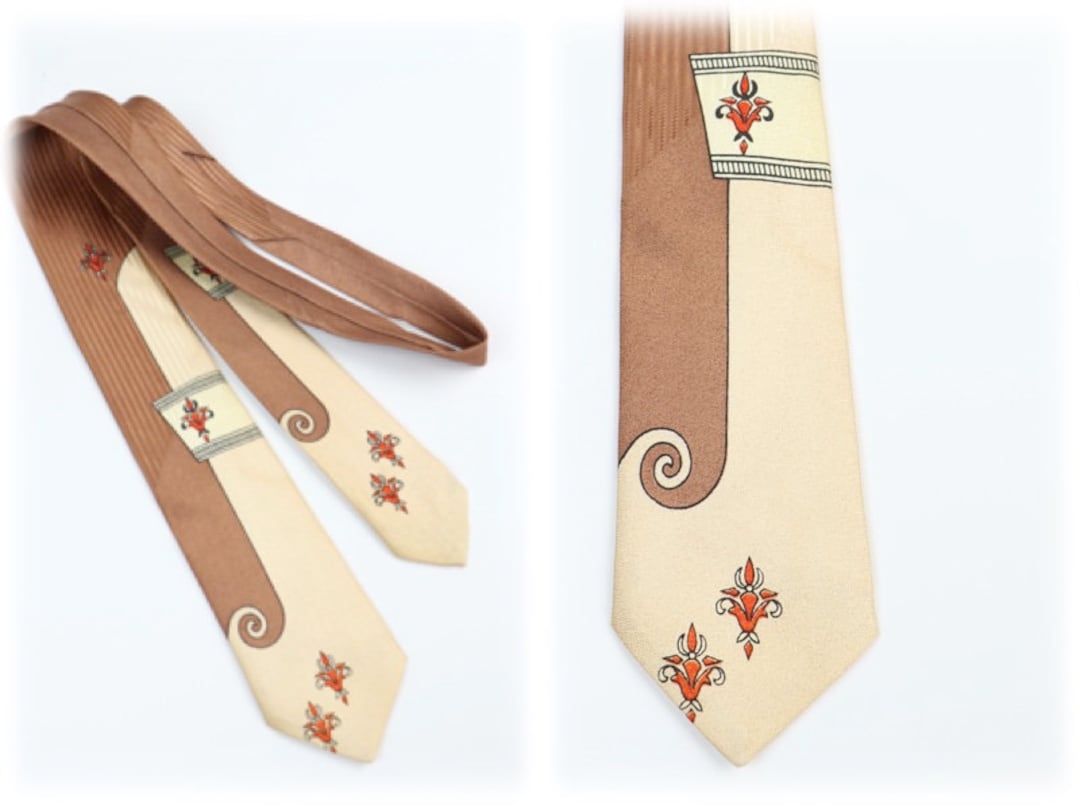 Vintage 1950s Necktie Rayon Skinny Tie - Etsy