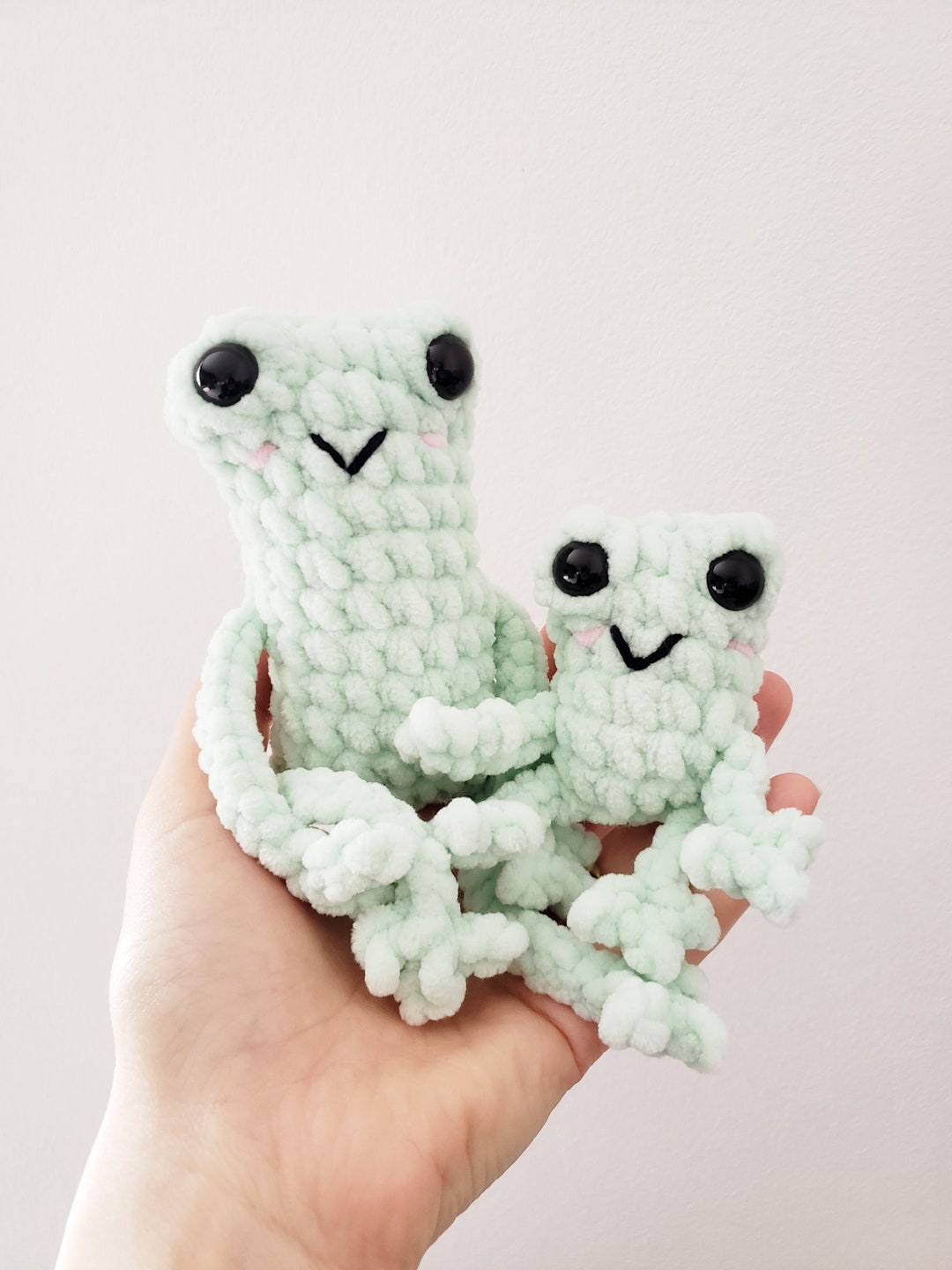 Crocheted Leggy Frogs, Set of Two Frogs, Crochet Frog Plushies, Frog ...