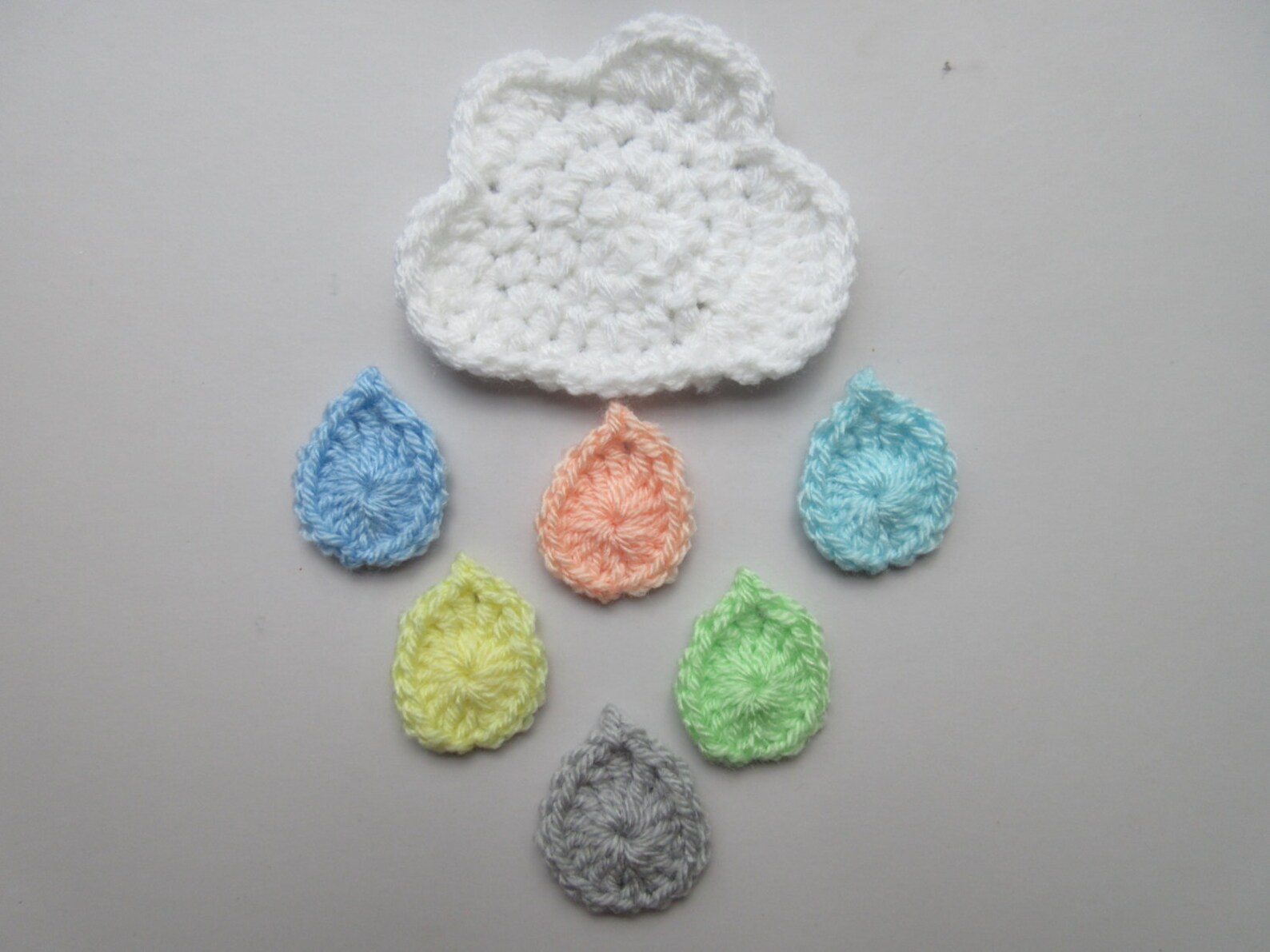 Cloud and Raindrops Crochet Pattern, Applique Pattern, Cloud Applique ...