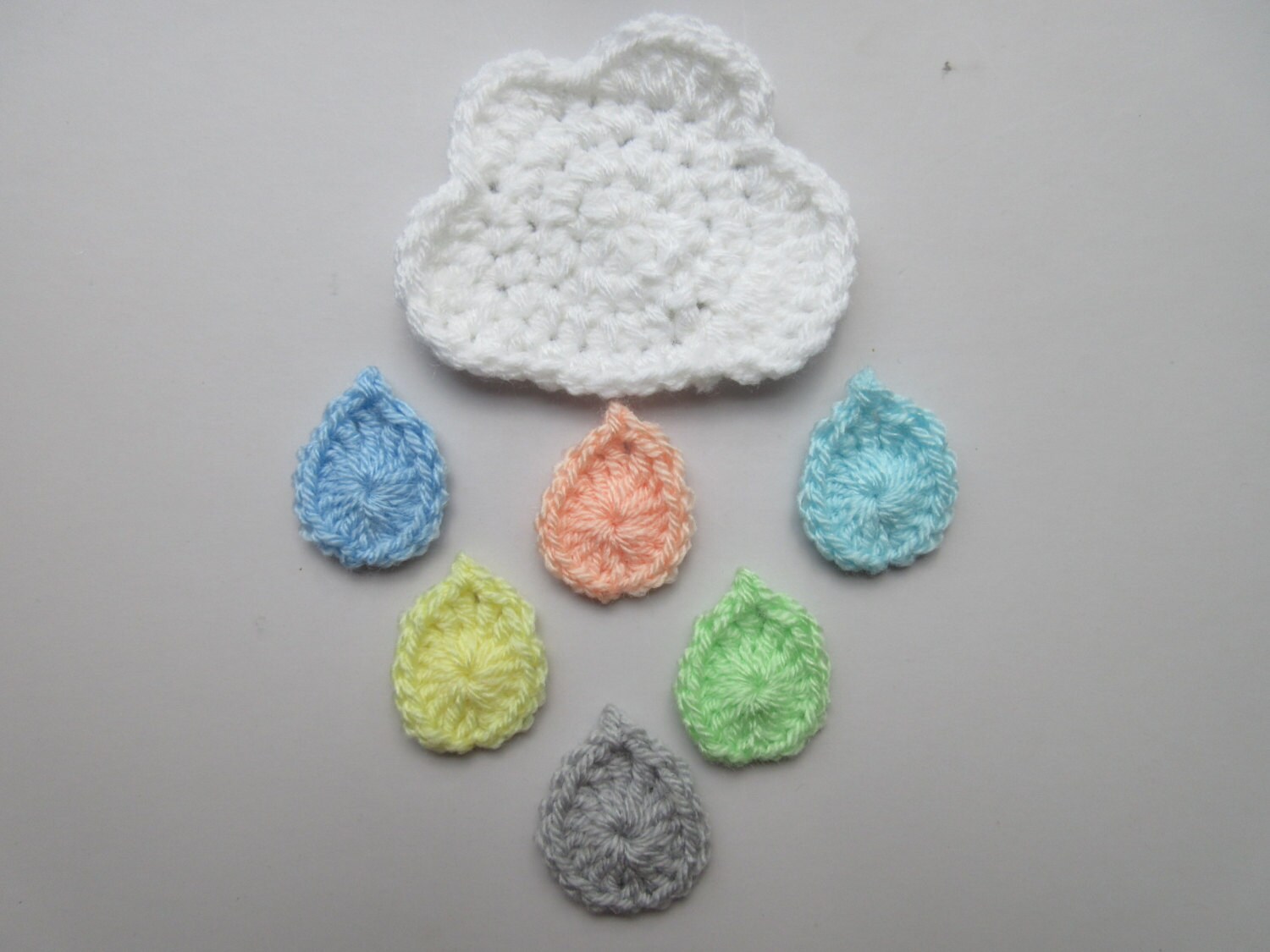 Cloud and Raindrops Crochet Pattern, Applique Pattern, Cloud Applique ...