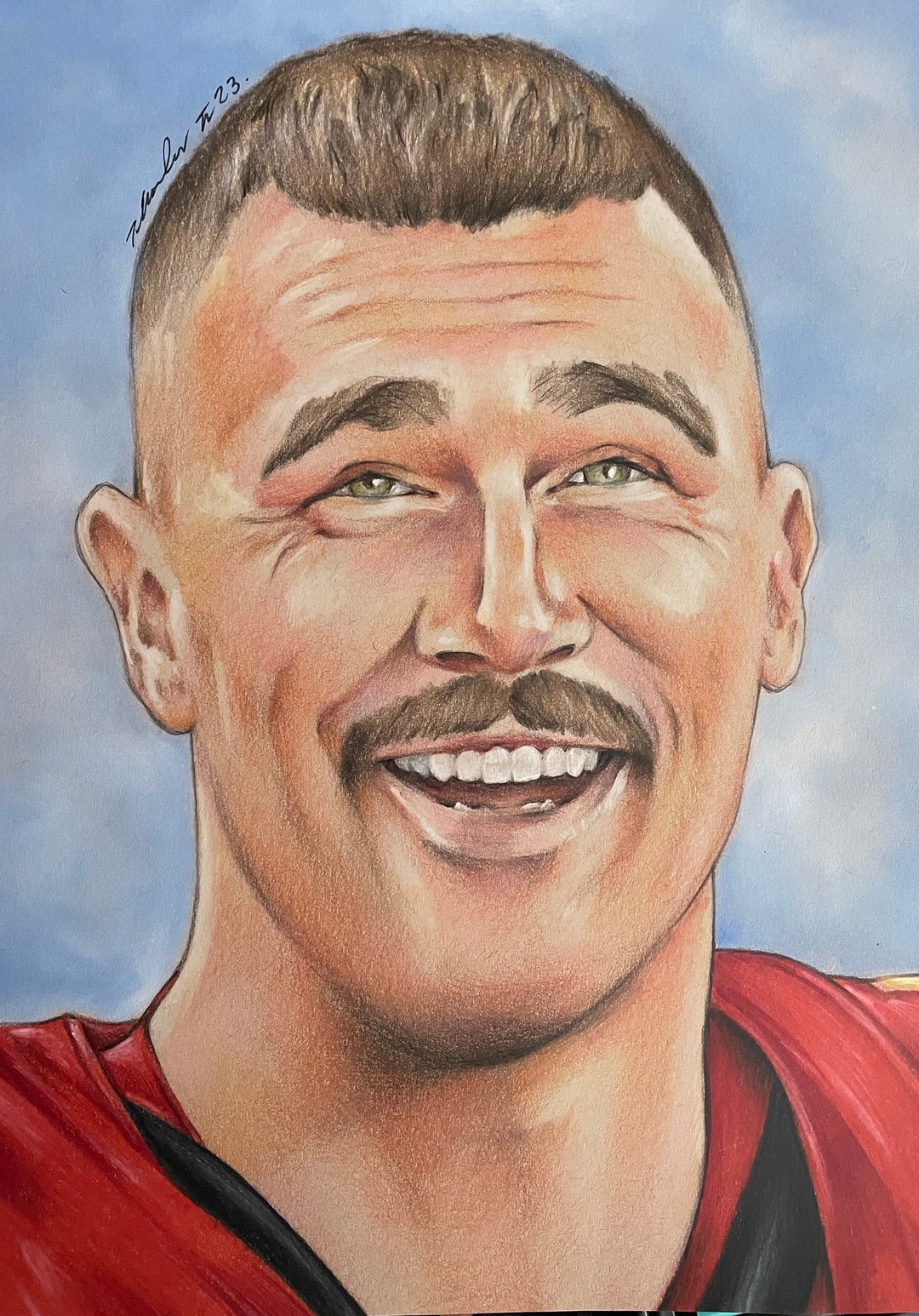 Travis Kelce Original Pencil / Pastel Drawing . Original Fan-art ( Uk ...