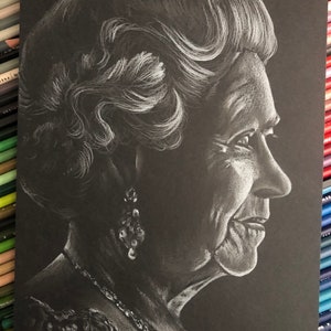 Queen Elizabeth II Original Pencil Drawing .fan-art . the Queen - Etsy