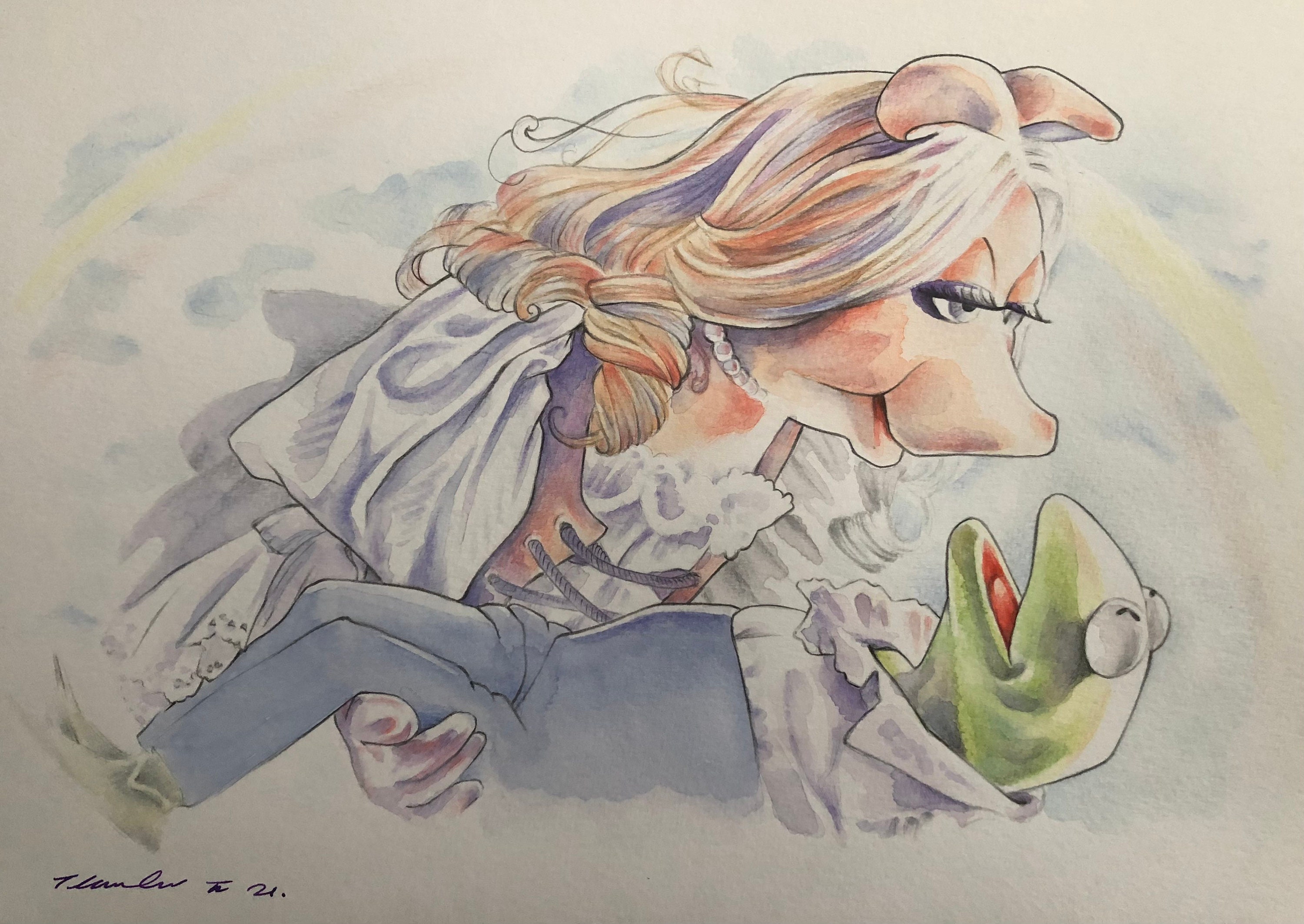 Miss Piggy And Kermit Drawing