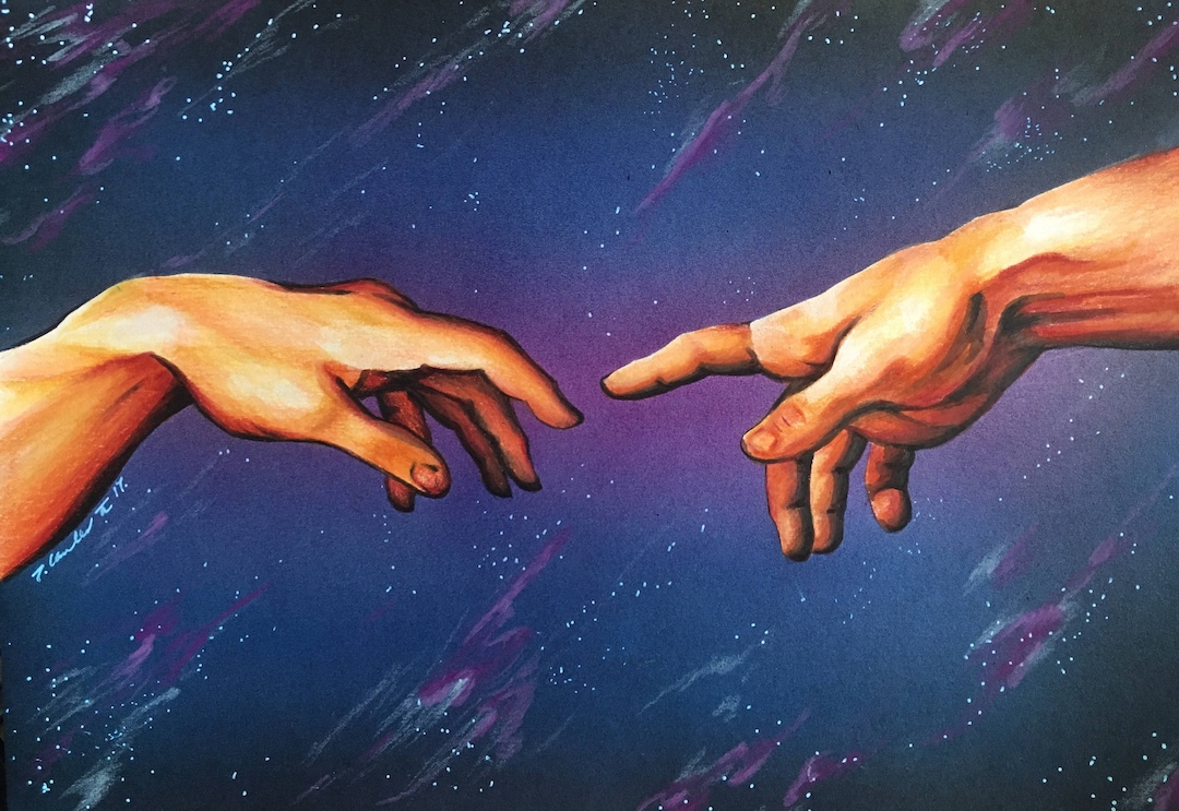 Creation of Adam Drawing .original Fan-art . A4 Sistine Chapel ...