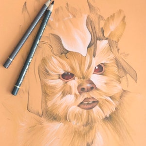 Logray Ewok Original Pencil Drawing . Fan-art A4 . Star Wars Return of ...