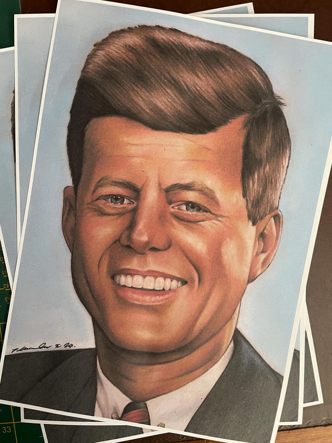 PRINT .. John F Kennedy .. Signed Fan-art Uk A4 Size . JFK President - Etsy