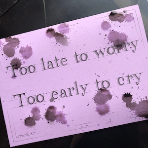 Too Late to Worry.. Too Early to Cry... Original Drawing , Pen Art A4 ...