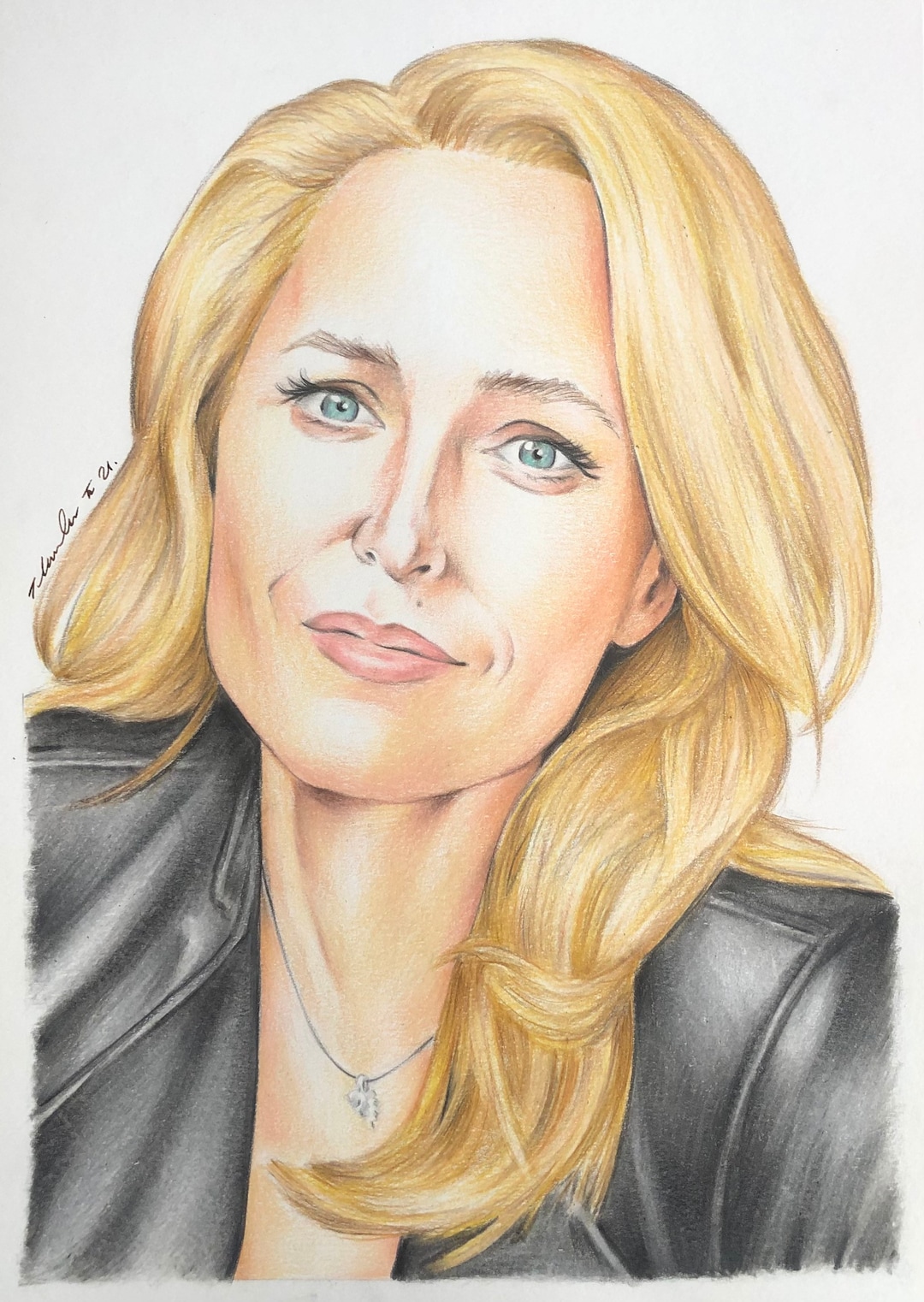Gillian Anderson Original Pencil Drawing . Fan-art A4 . New X-files ...