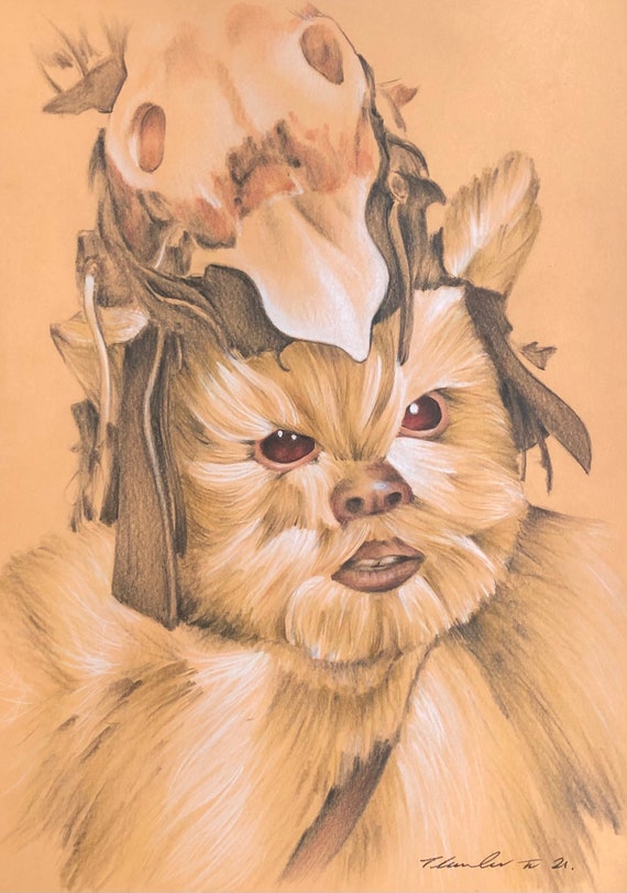 Logray Ewok Original Pencil Drawing . Fan-art A4 . Star Wars | Etsy