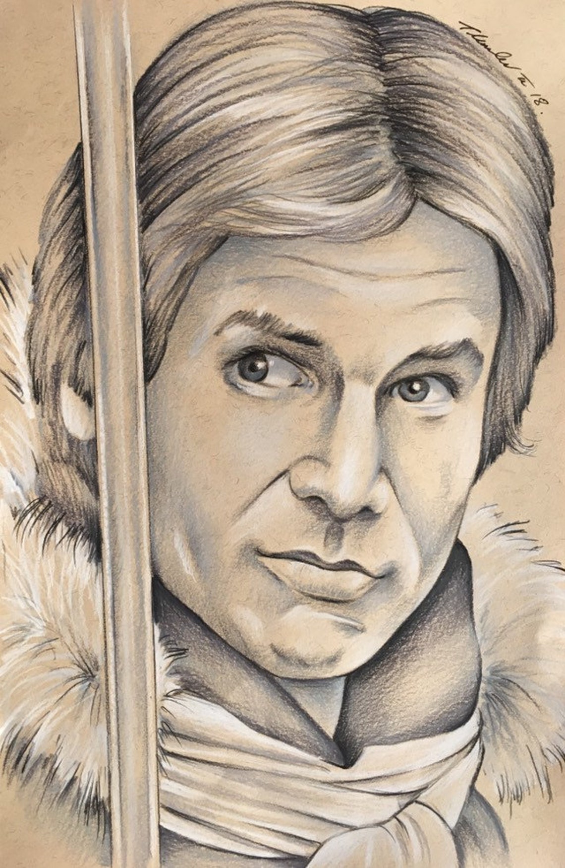 Star Wars Han Solo original drawing. Fan-art . Harrison Ford | Etsy