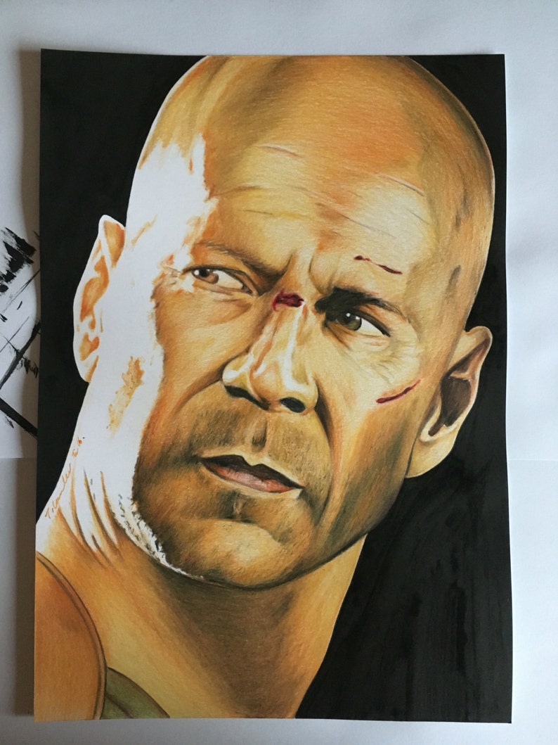 Bruce Willis Die Hard Original Pencil Drawing .fan-art A4. - Etsy