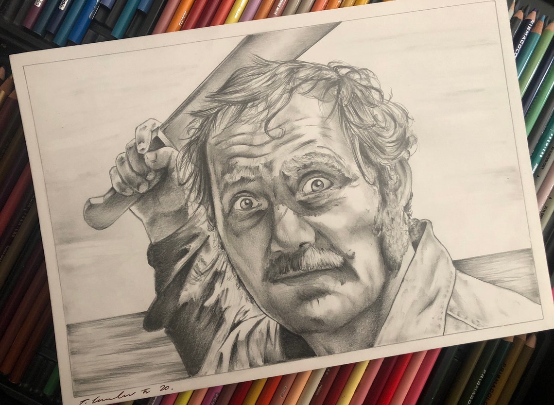 Quint Jaws Original Pencil Fan-art . A4 . Robert Shaw | Etsy