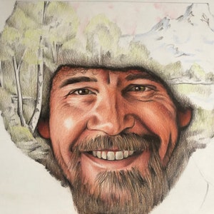 Bob Ross Pencil Drawing . A4 Original Fan-art - Etsy