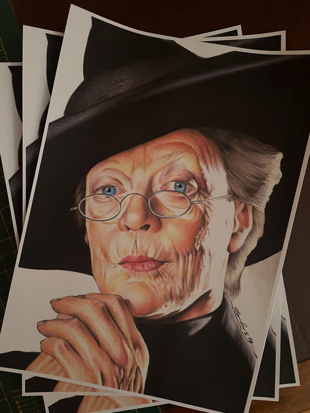 PRINT .. Dame Maggie Smith .. Signed Fan-art . Uk A4 Size . Professor ...