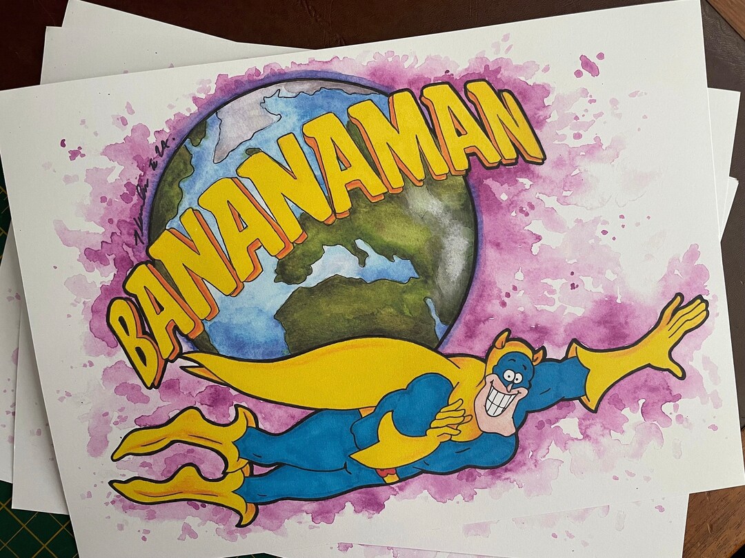 PRINT .. Bananaman. Signed Fan-art A4 Size . 80s Cartoon Eric - Etsy UK