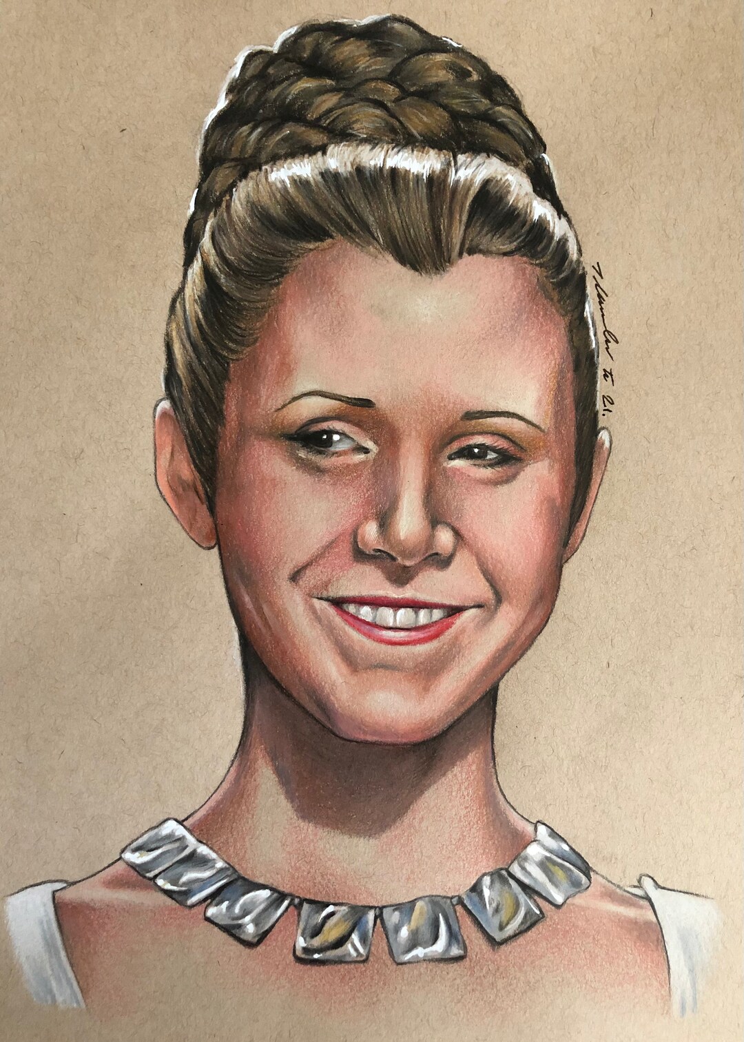 Princess Leia Original Pencil Drawing . Fan-art A4 . Star Wars Carrie ...