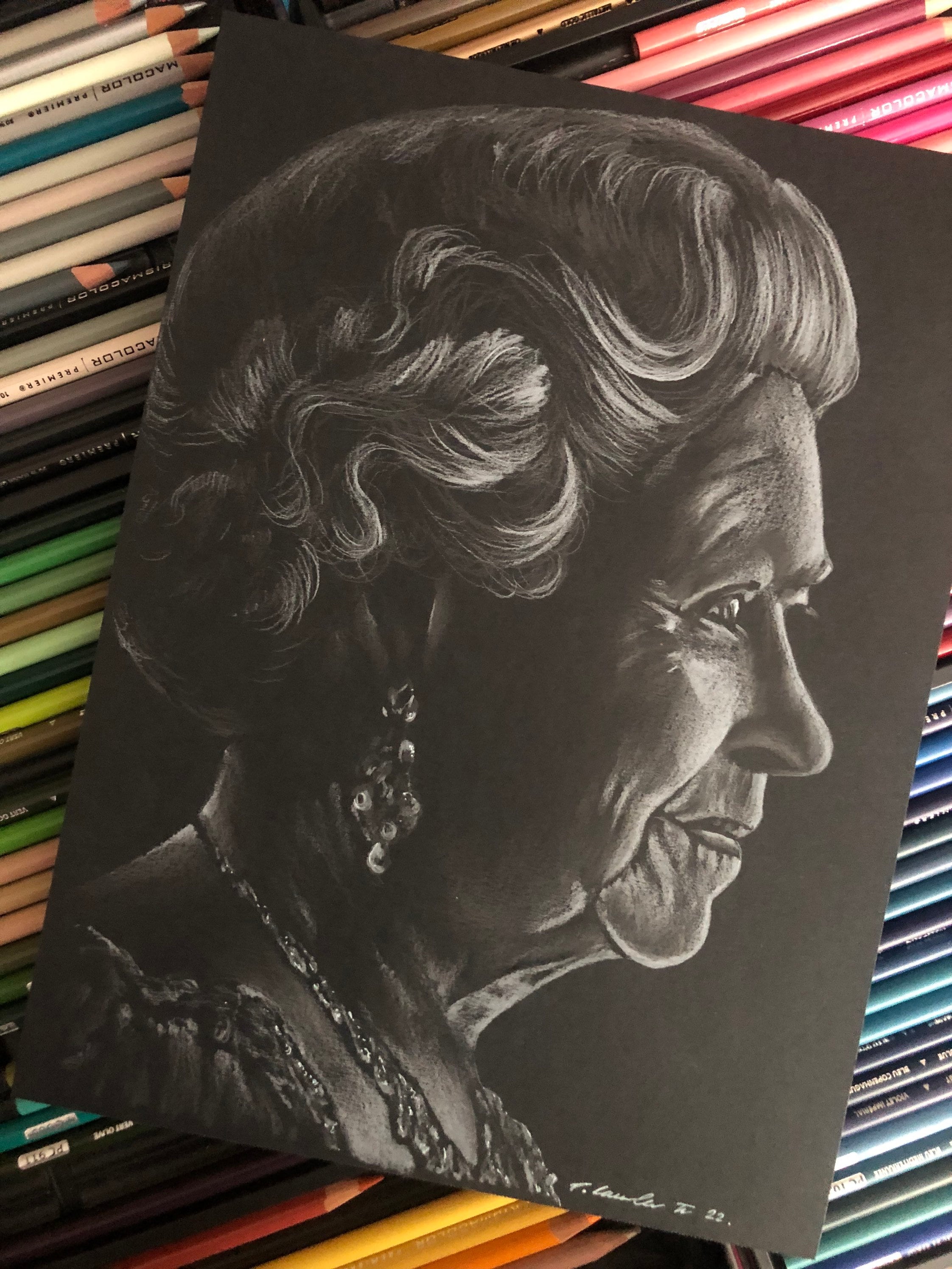 Queen Elizabeth II Original Pencil Drawing .fan-art . the Queen - Etsy
