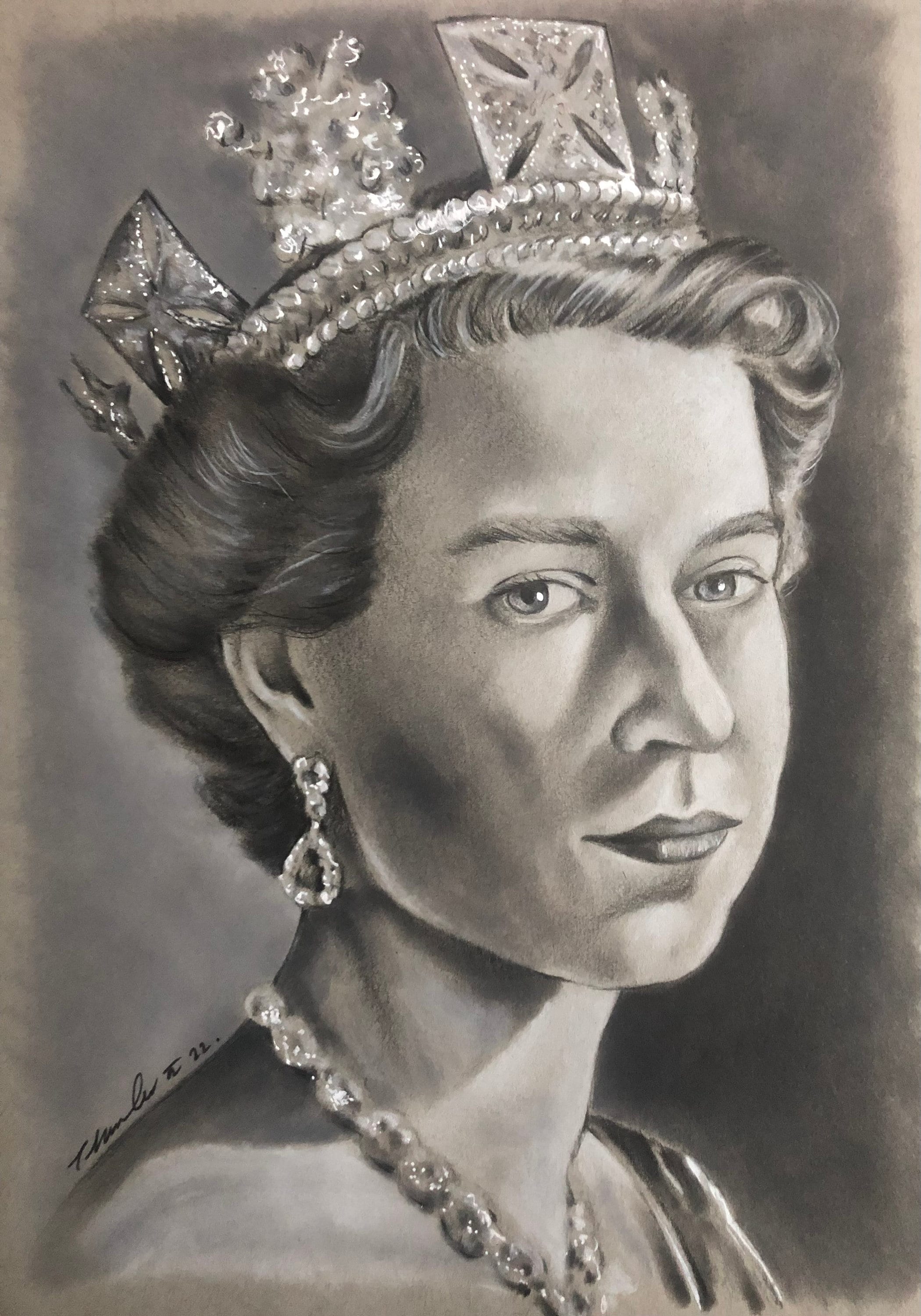 Young Queen Elizabeth II Original Pencil Drawing Fan-art . the - Etsy UK