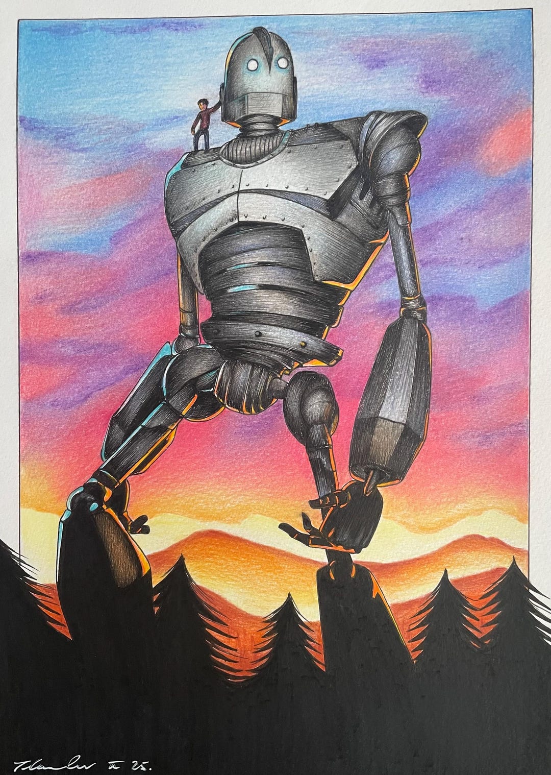 The Iron Giant Fan-art Signed Original Drawing . Uk A4 Size . 90s ...